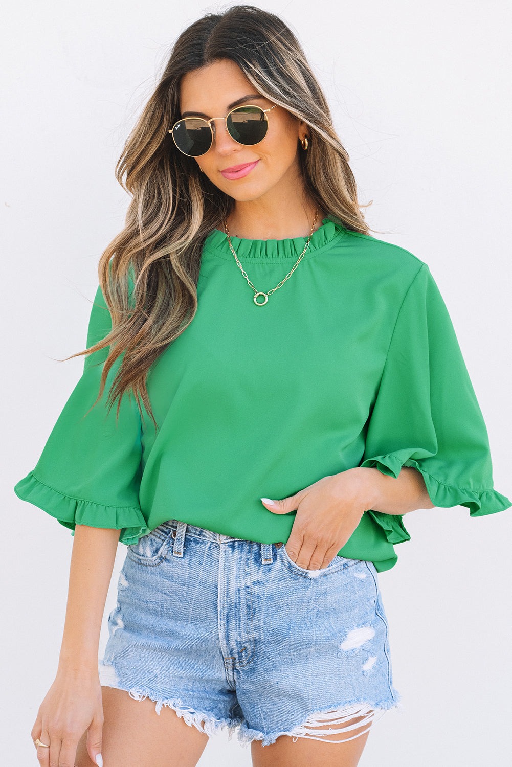 Holland Frilly Half Sleeve Blouse | Threaded Pear