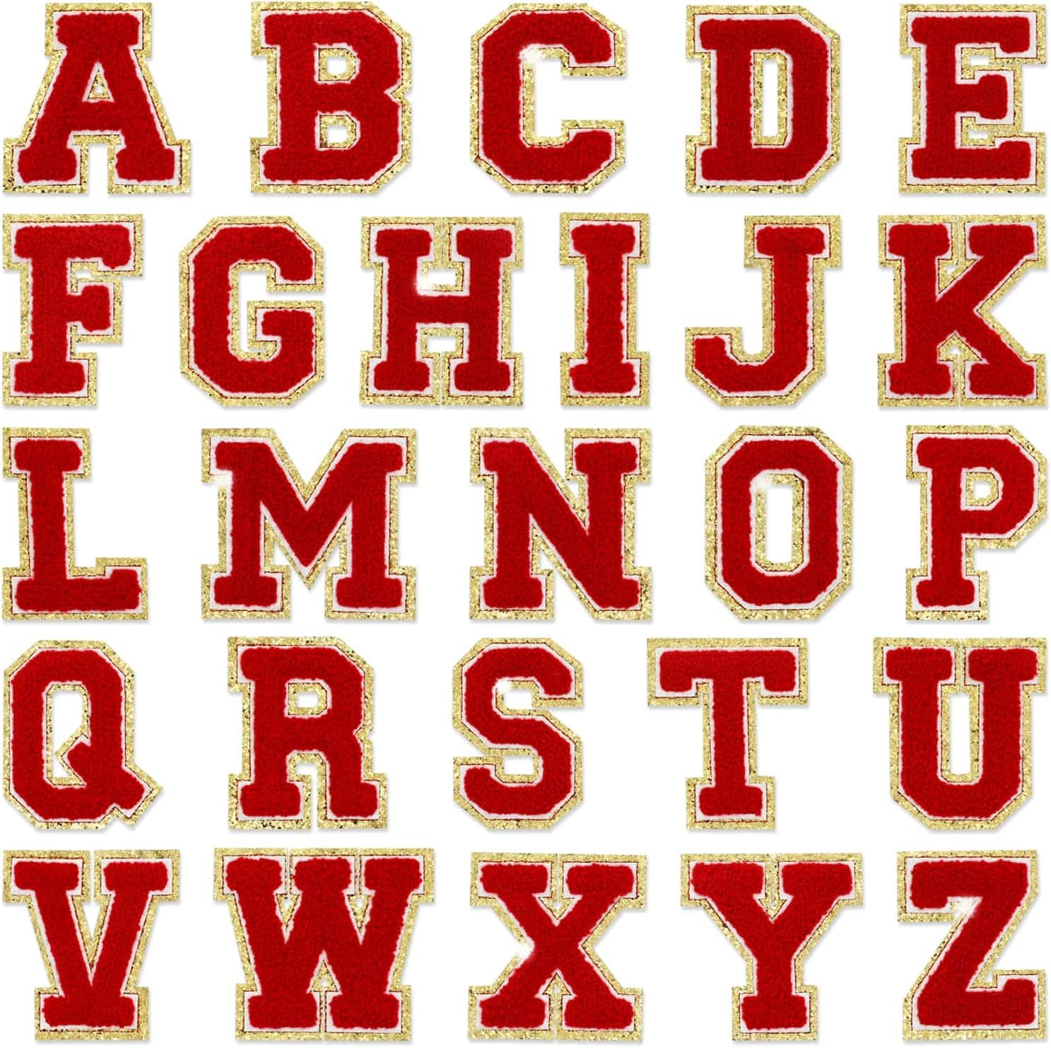 Red Self Adhesive Chenille Letters Patches | Threaded Pear