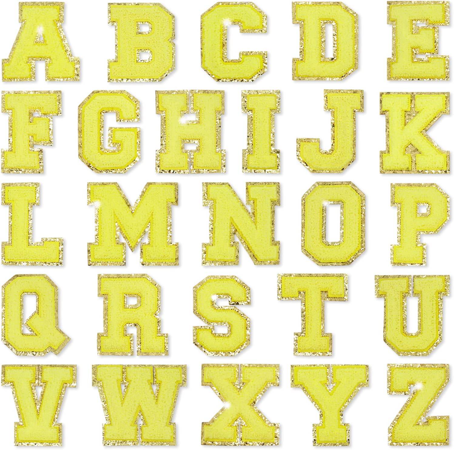 Yellow Self Adhesive Chenille Letters Patches | Threaded Pear