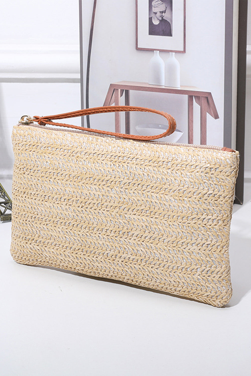 Estrella Straw Woven Wrist Strap Wristlet | Threaded Pear